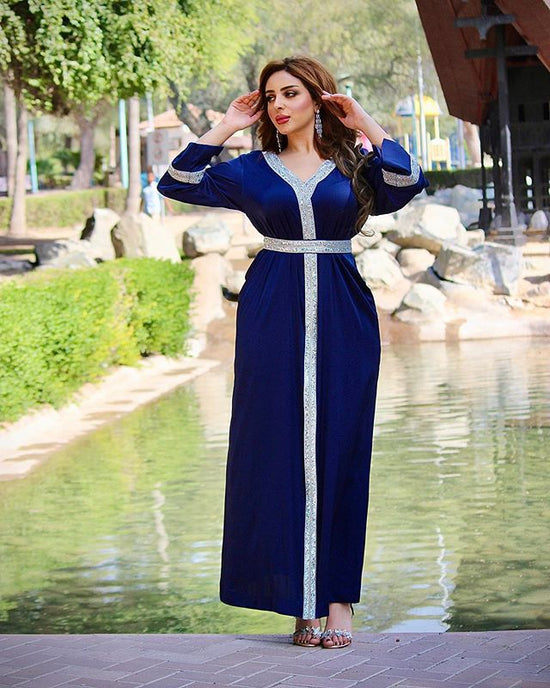 Diamond Inlaid Belt Robe Jalabiya Dress – Abayaya
