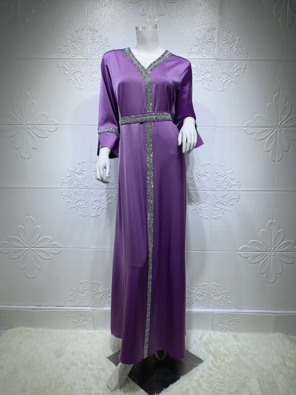 Diamond Inlaid Belt Robe Jalabiya Dress – Abayaya